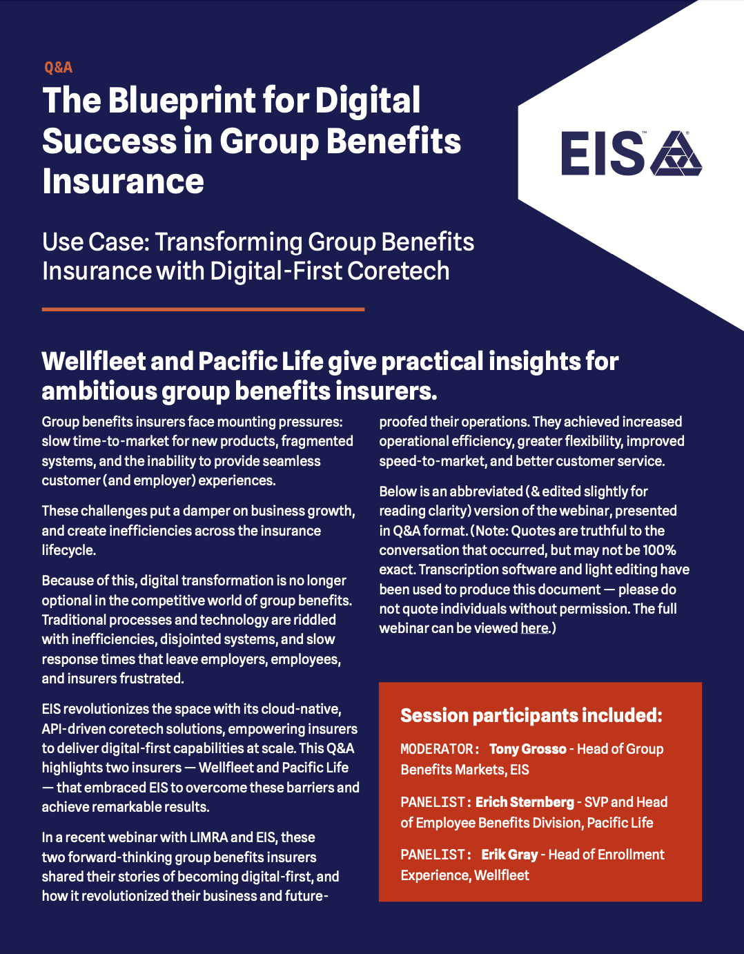 Q&A: The Blueprint for Digital Success in Group Benefits Insurance - EIS